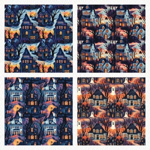 Haunted House Pattern Seamless Digital Papers - Printable Scrapbook ...