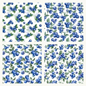Blueberry Design Pattern Seamless Digital Papers - Printable Scrapbook ...