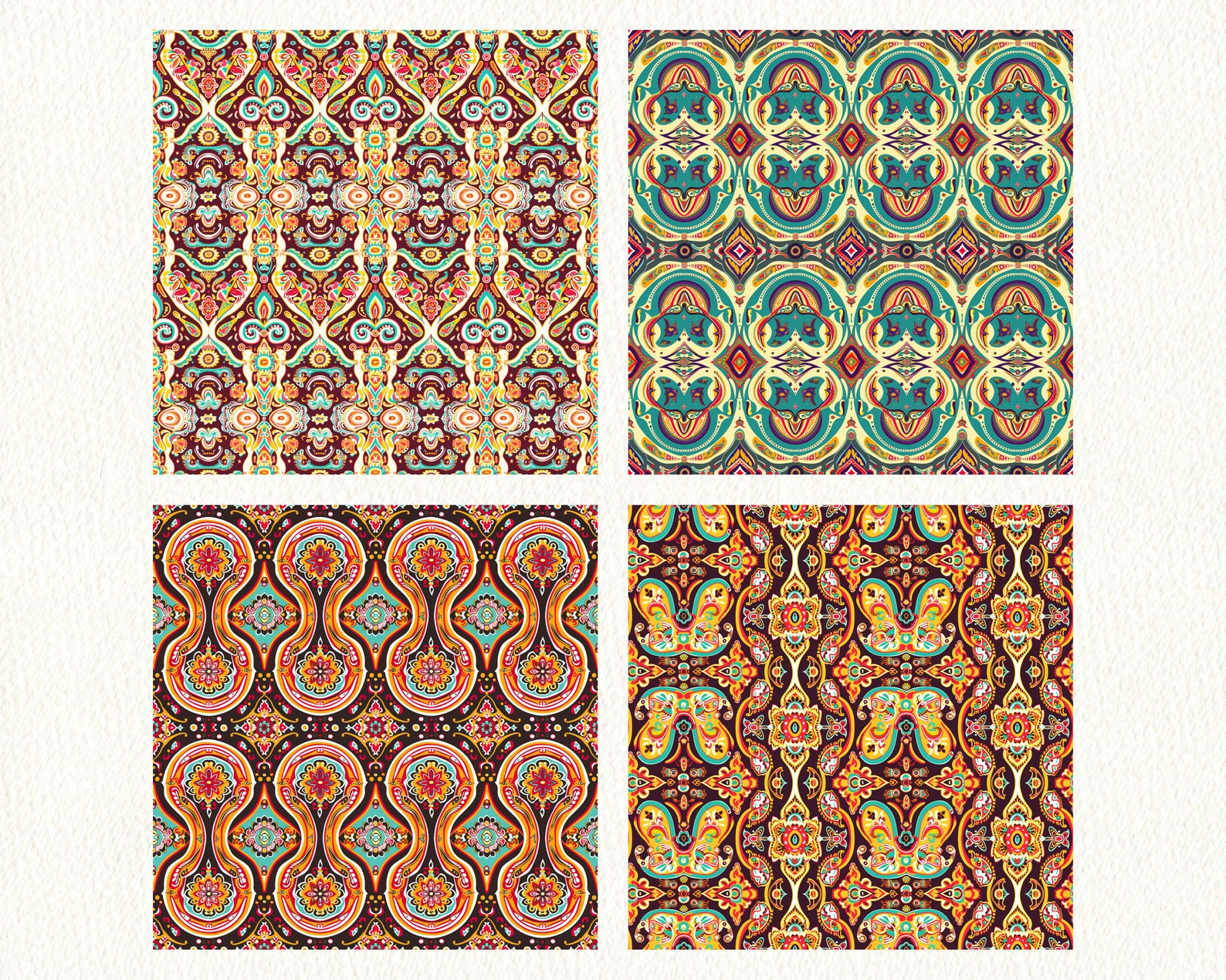 Retro Paisley Pattern Seamless Digital Papers - Printable Scrapbook ...