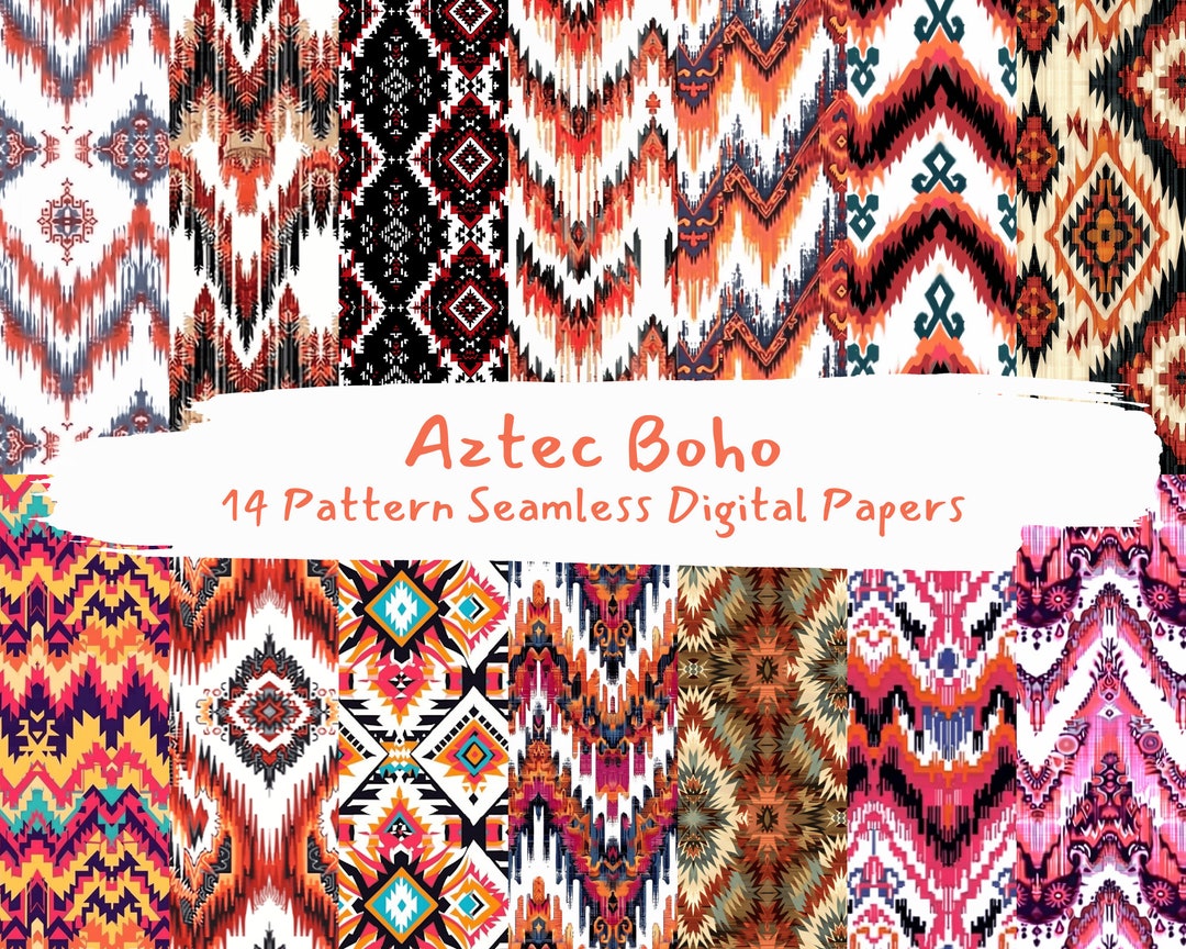 Aztec Boho Pattern Seamless Digital Papers - Printable Scrapbook Paper ...