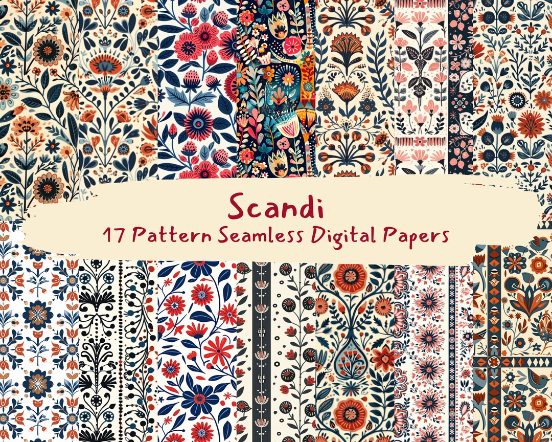 Scandi Pattern Seamless Digital Papers - Printable Scrapbook Paper ...