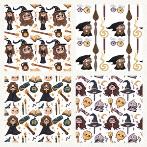 Wizarding School Pattern Seamless Digital Papers - Printable Scrapbook ...