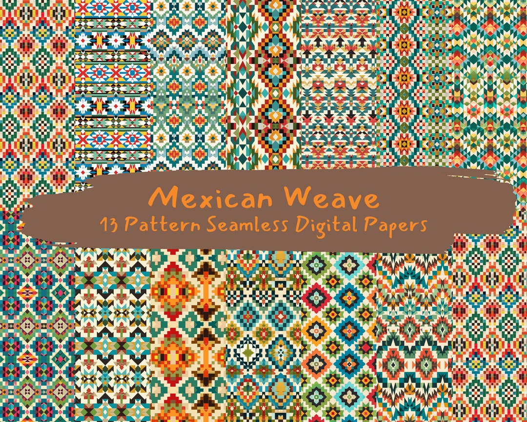 Mexican Weave Pattern Seamless Digital Papers - Printable Scrapbook ...