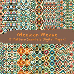 Mexican Weave Pattern Seamless Digital Papers - Printable Scrapbook ...