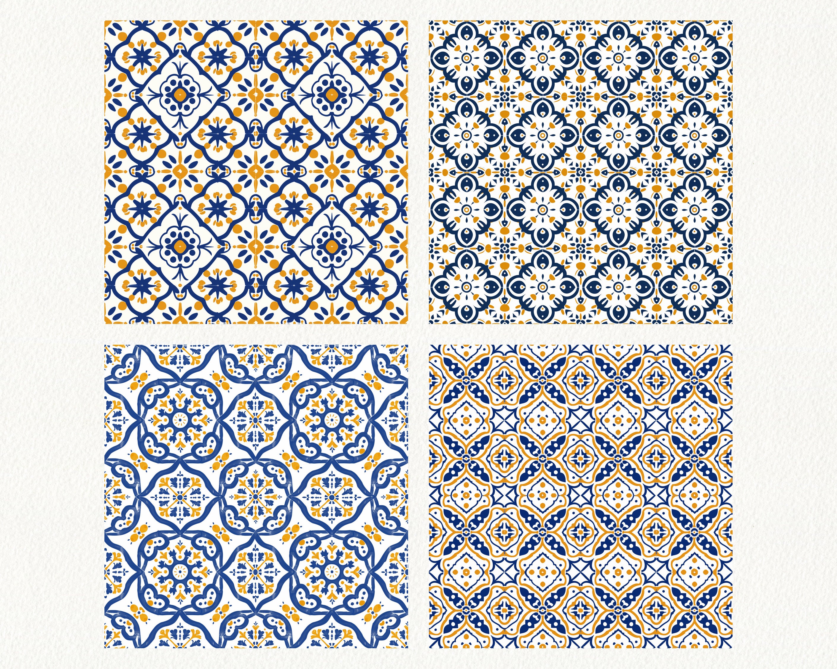 Portuguese Floral Azulejo Pattern Seamless Digital Papers - Printable ...