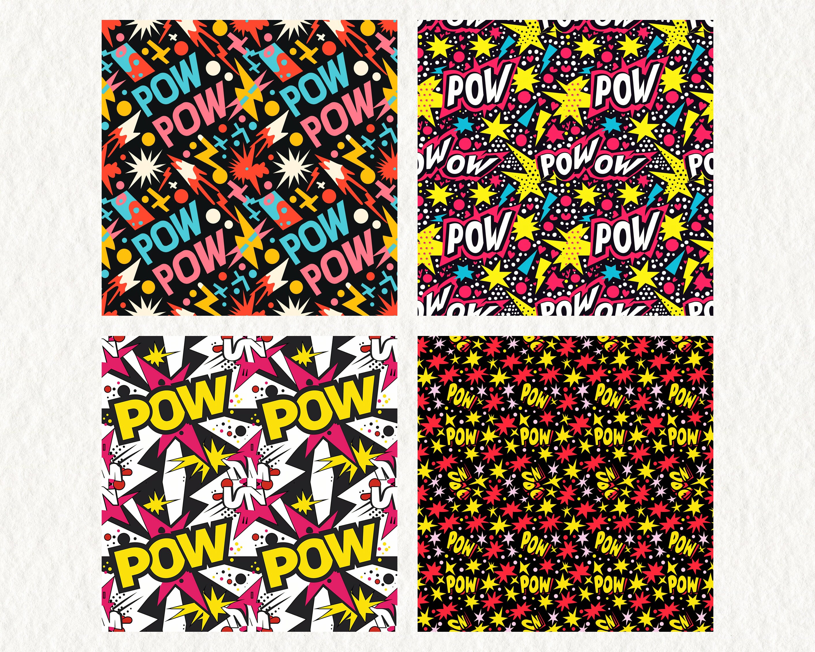 POW Comic Pattern Seamless Digital Papers Printable Scrapbook Paper ...