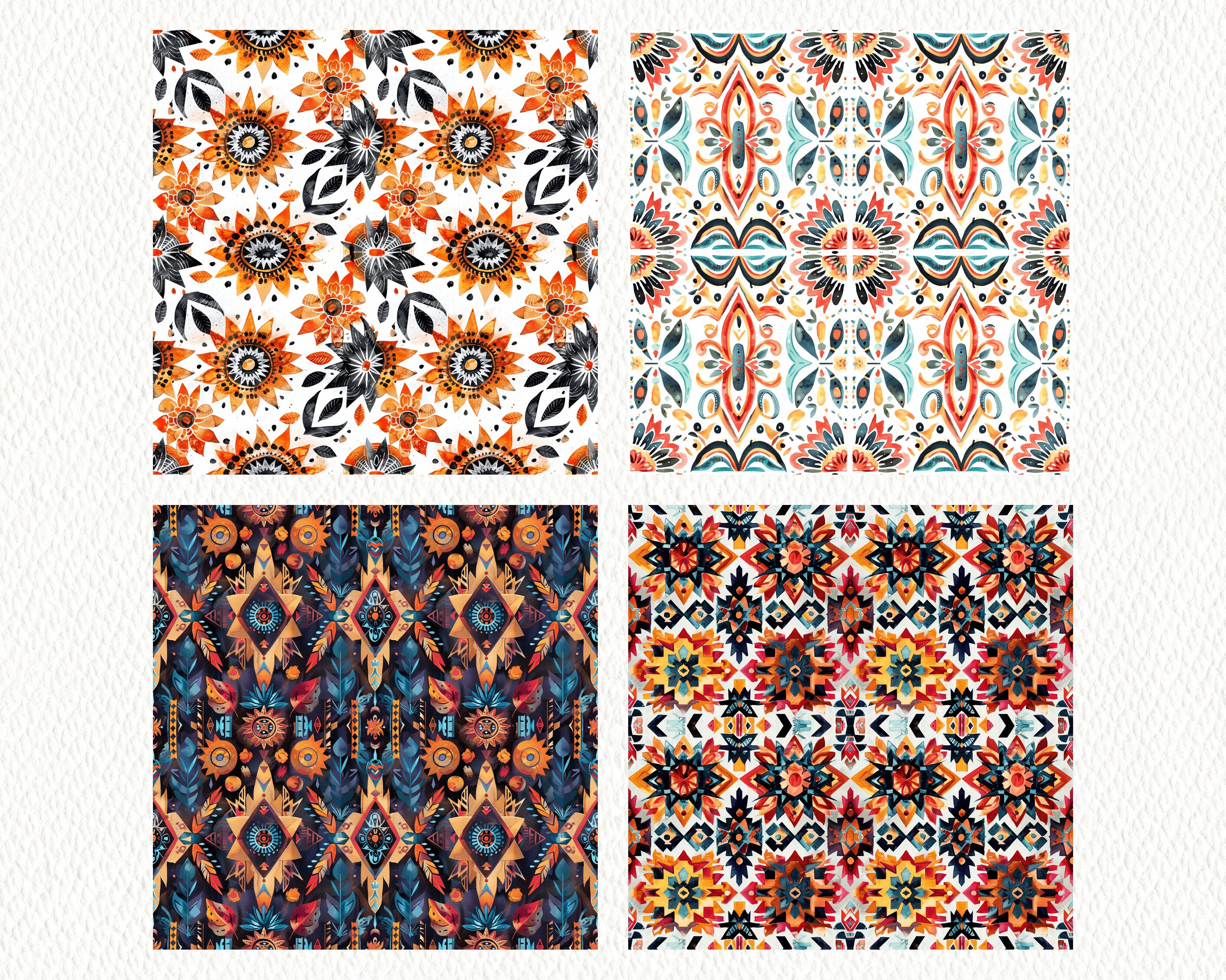 Ethnic Motifs Pattern Seamless Digital Papers Printable Scrapbook Paper ...
