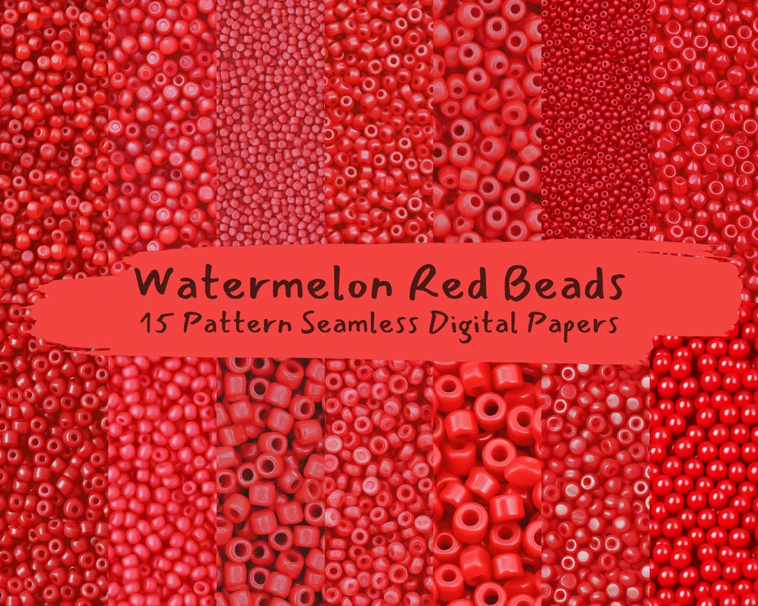 Watermelon Red Beads Pattern Seamless Digital Papers - Printable ...