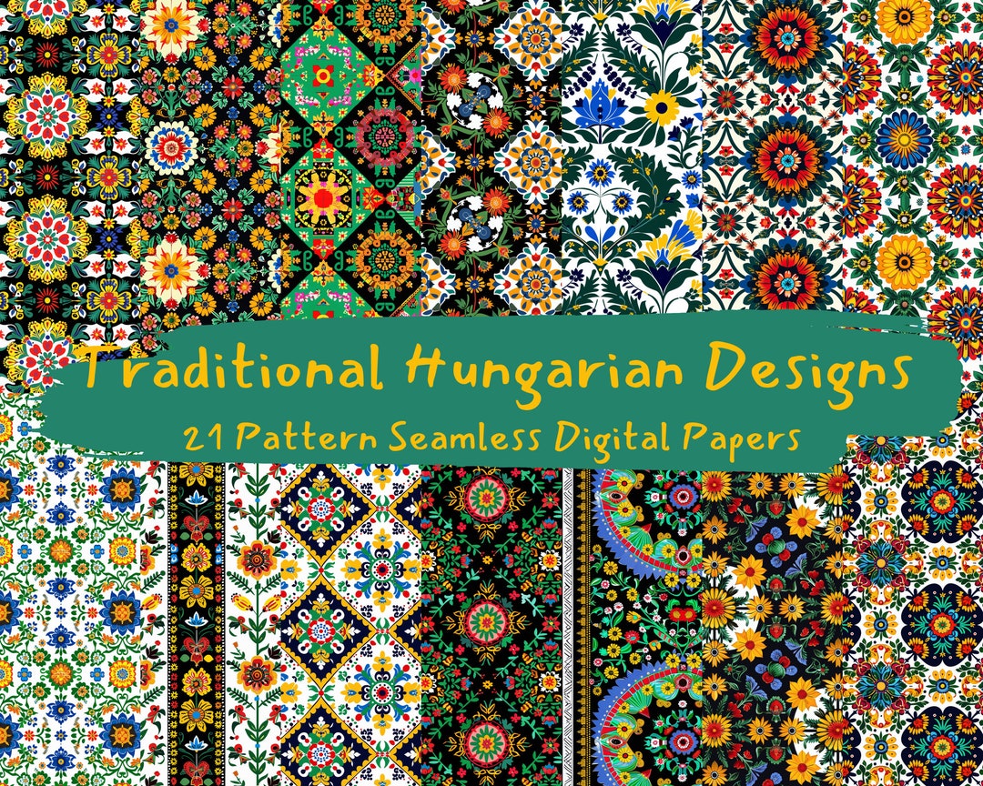 Traditional Hungarian Designs Pattern Seamless Digital Papers ...
