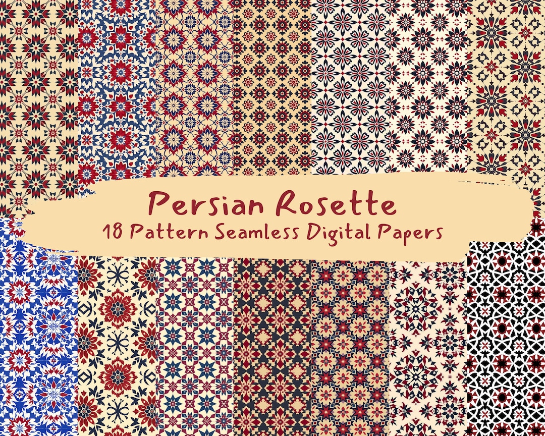 Persian Rosette Pattern Seamless Digital Papers - Printable Scrapbook ...