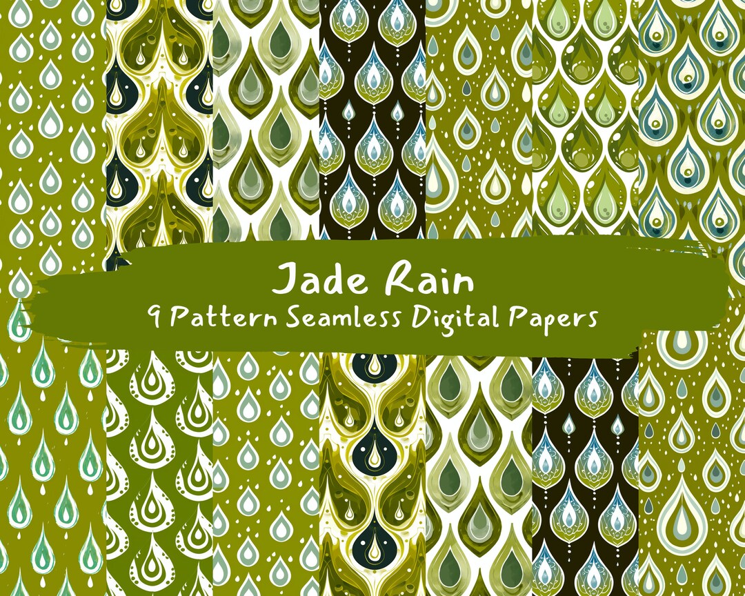 Jade Rain Pattern Seamless Digital Papers - Printable Scrapbook Paper ...