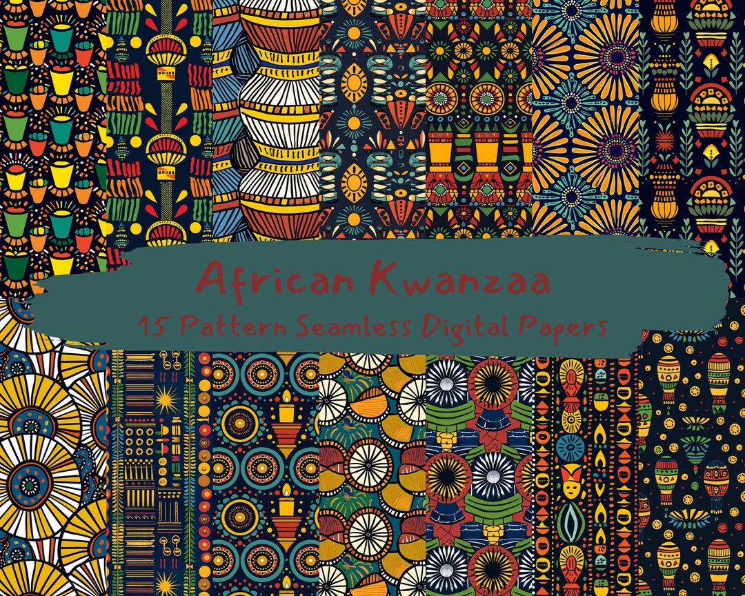 African Kwanzaa Pattern Seamless Digital Papers - Printable Scrapbook ...