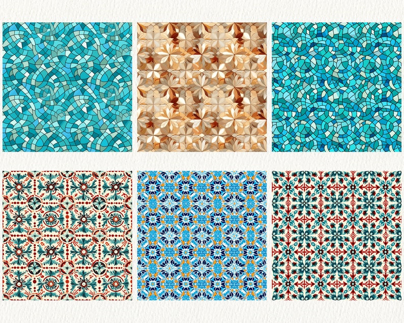 Mosaic Pattern Seamless Digital Paper Pack - Scrapbooking & Crafts ...