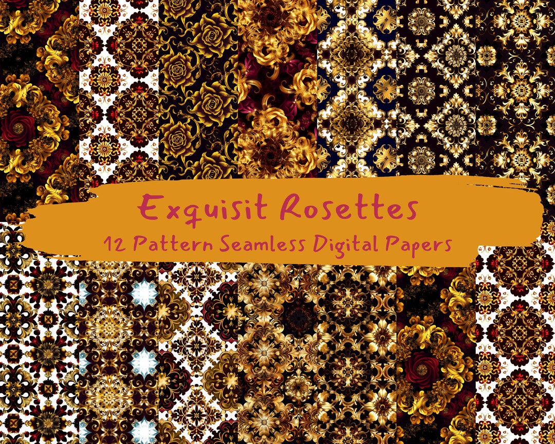 Exquisit Rosettes Pattern Seamless Digital Papers - Printable Scrapbook ...