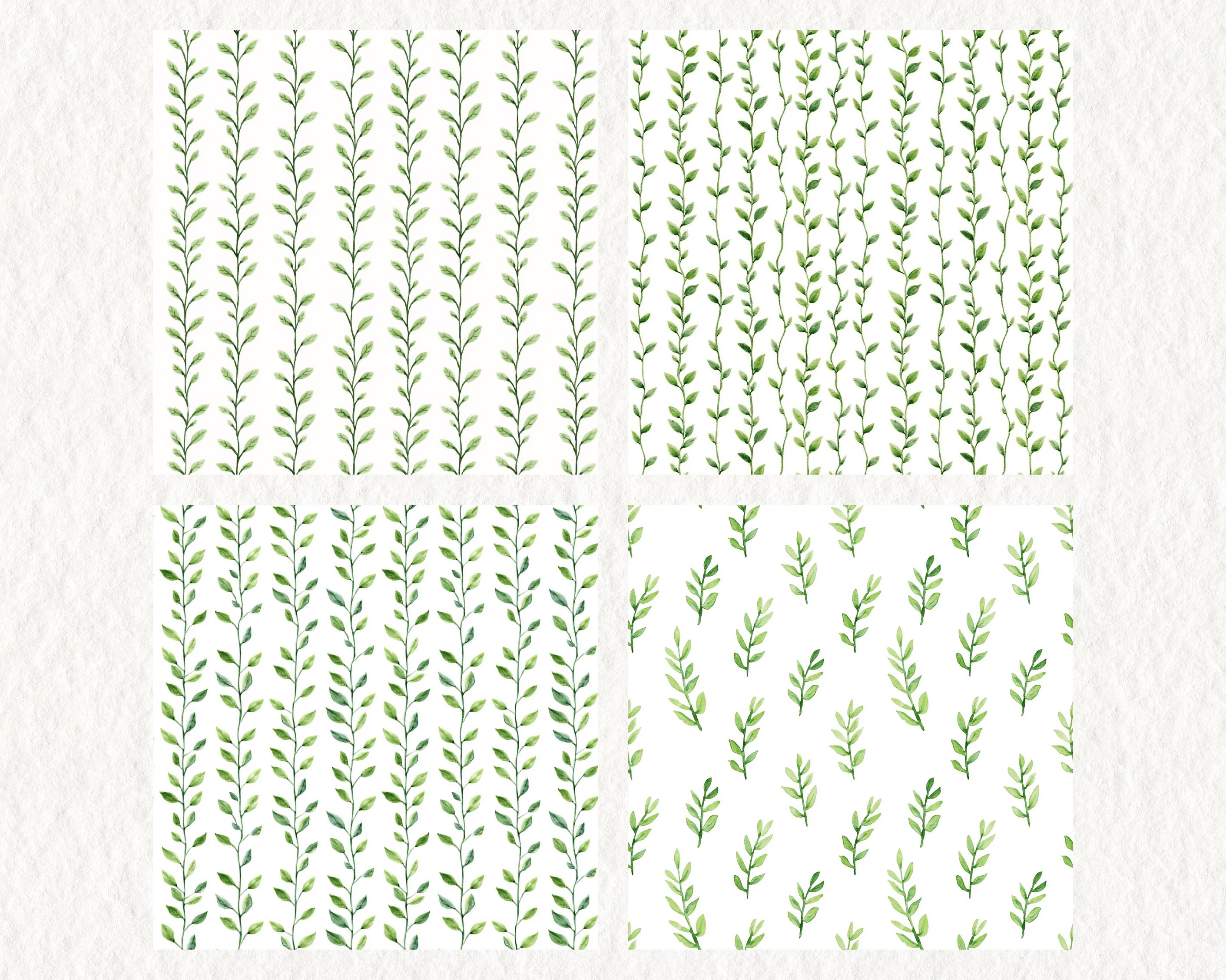 Green Leaf Garden Pattern Seamless Digital Papers - Printable Scrapbook ...