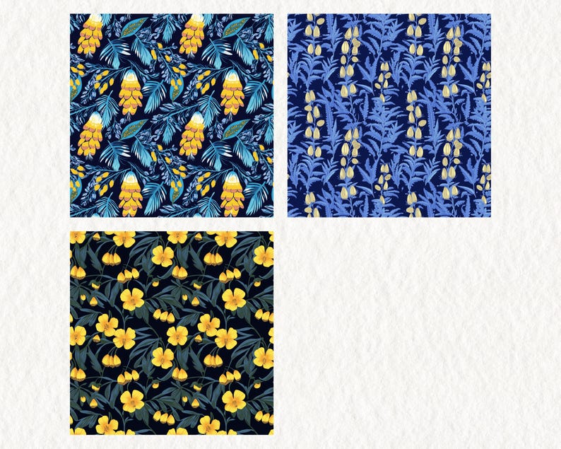 Kowhai Floral Pattern Seamless Digital Papers - Printable Scrapbook ...