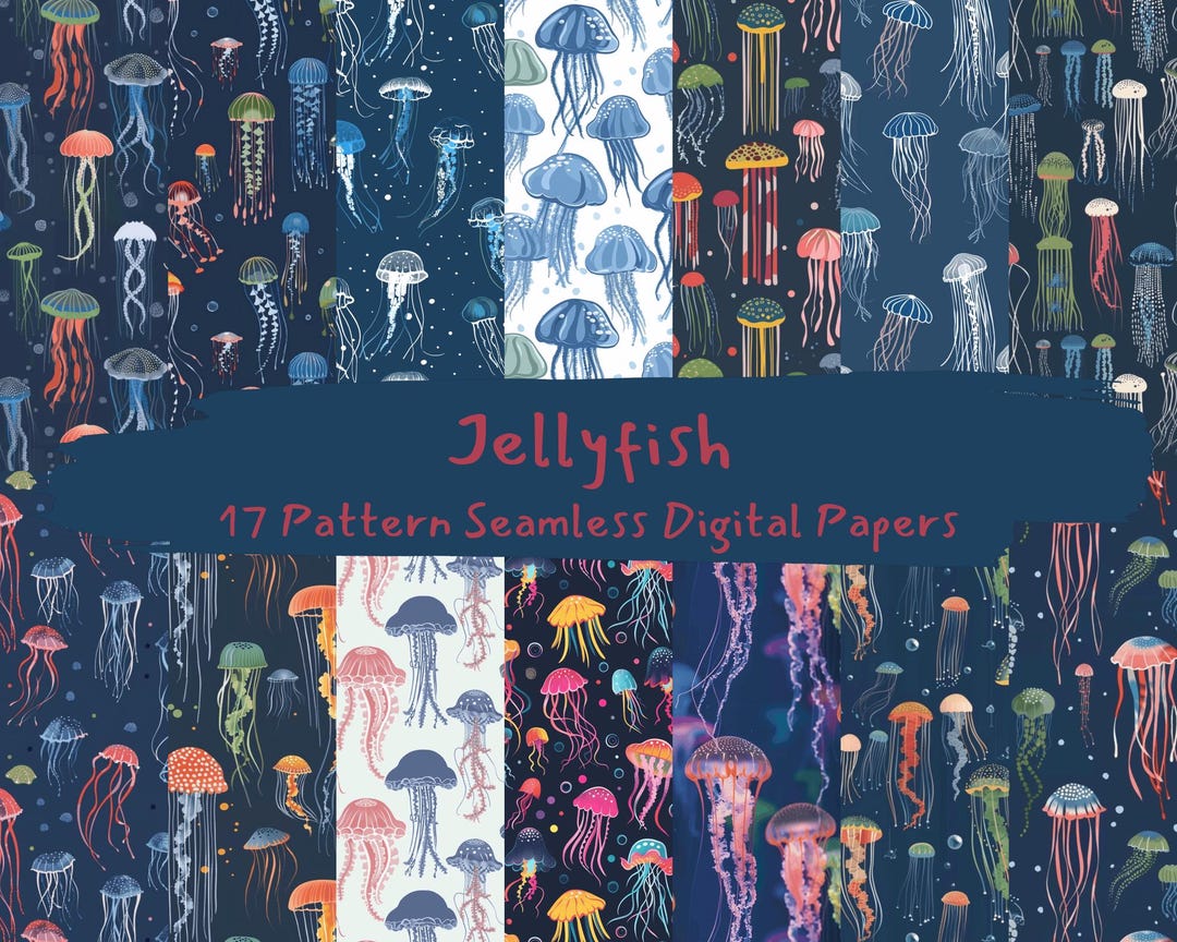 Jellyfish Pattern Seamless Digital Papers - Printable Scrapbook Paper ...