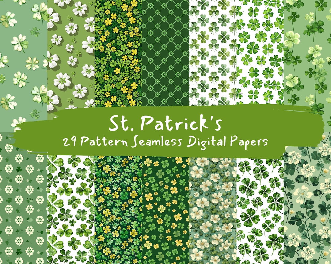 St. Patrick's Pattern Seamless Digital Papers - Printable Scrapbook ...