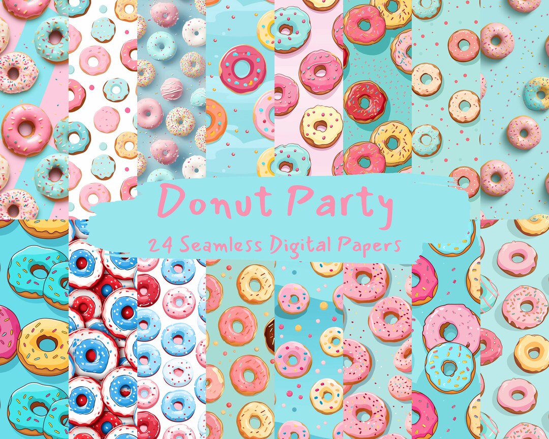 Donut Party Pattern Seamless Digital Papers - Tile Patterns Printable ...