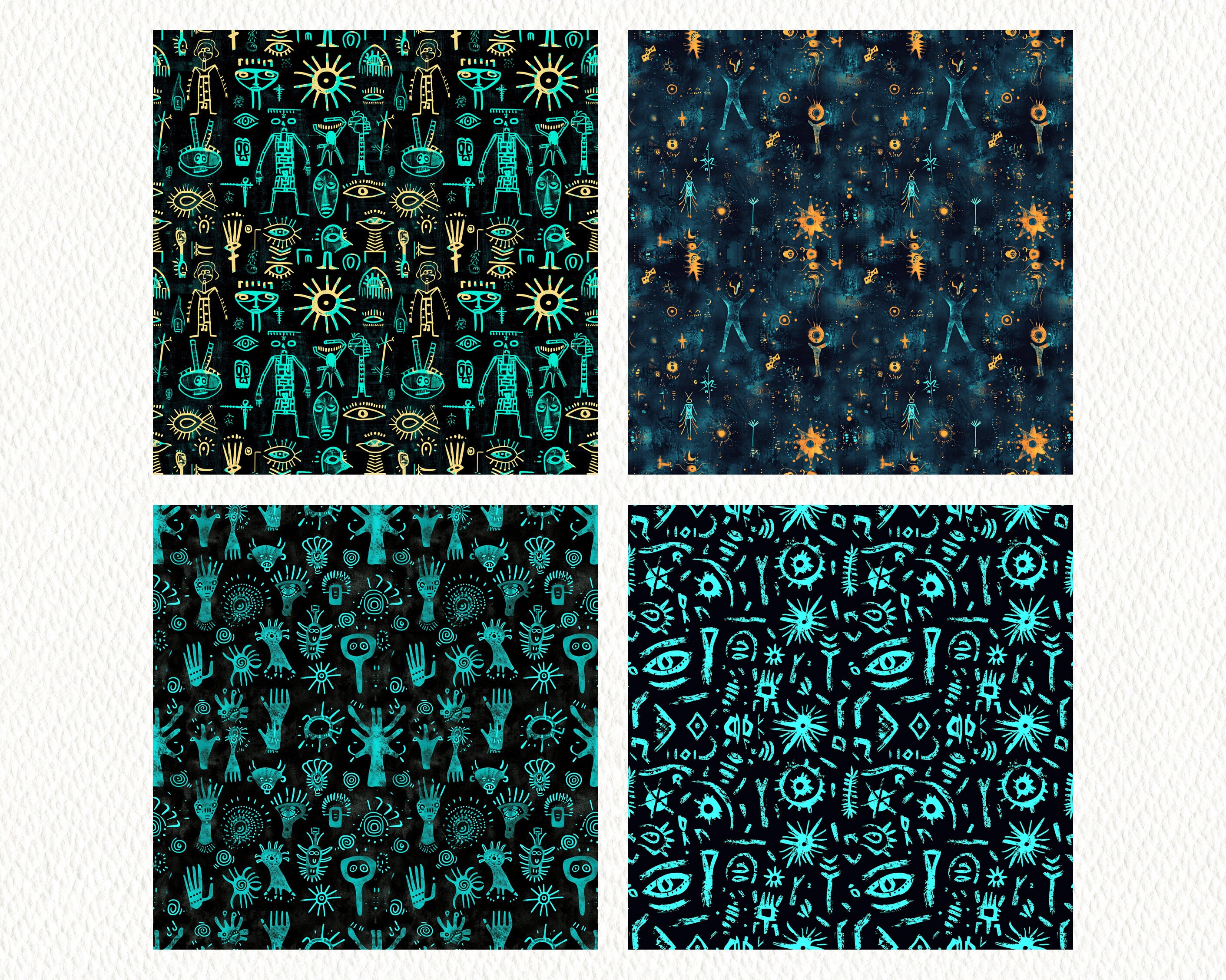 Tribal Cave Symbol Pattern Seamless Digital Papers Tile Patterns ...