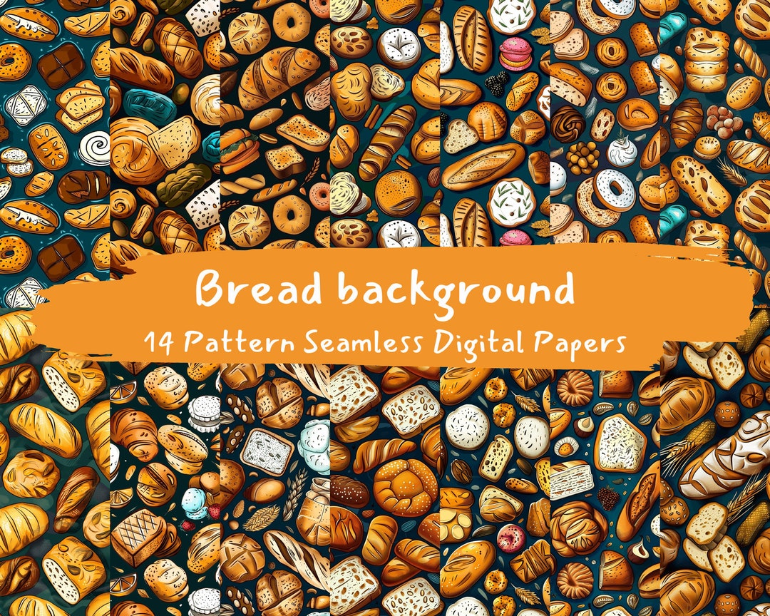Bread Background Pattern Seamless Digital Papers - Printable Scrapbook Paper Instant Download ...