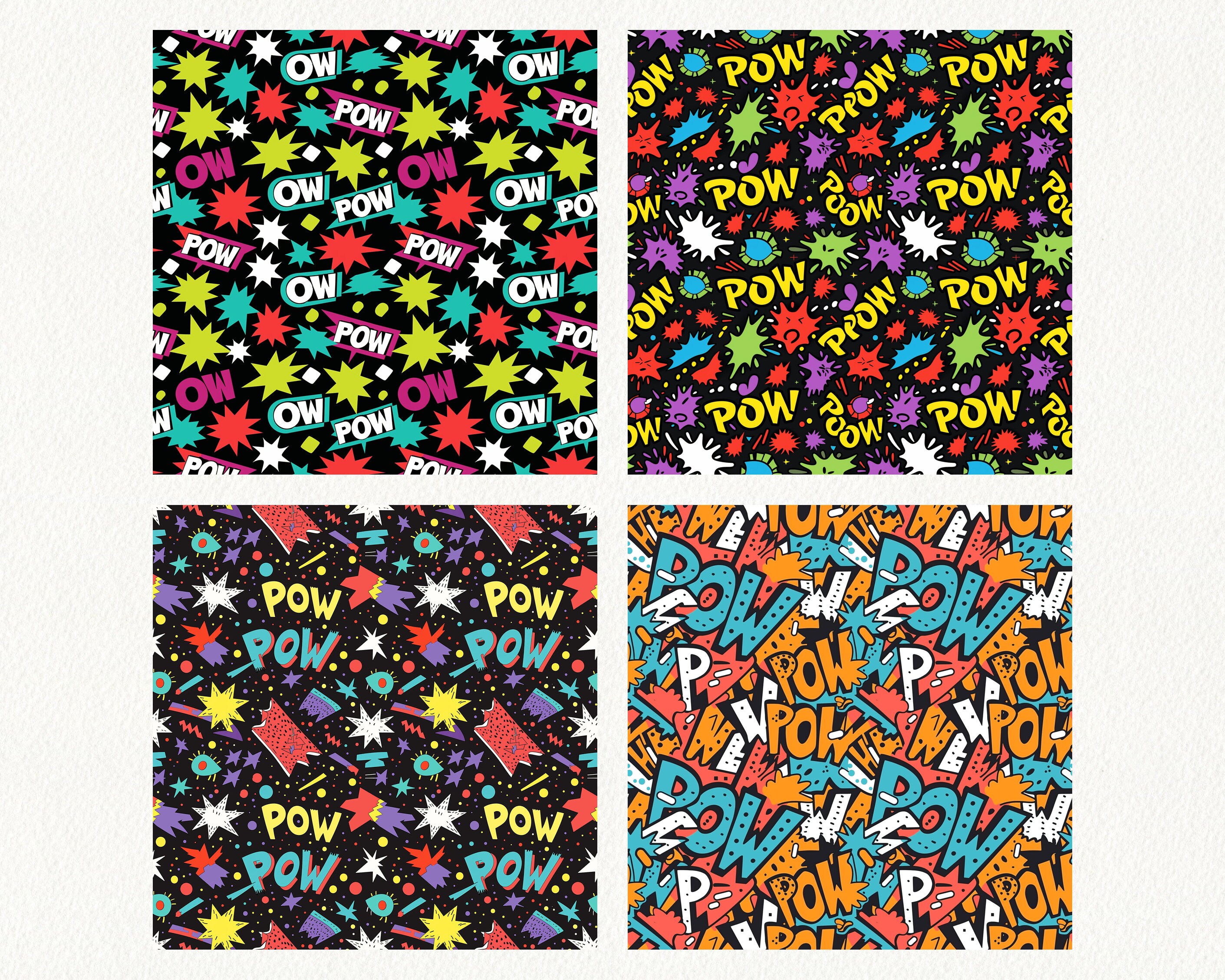 POW Comic Pattern Seamless Digital Papers Printable Scrapbook Paper ...