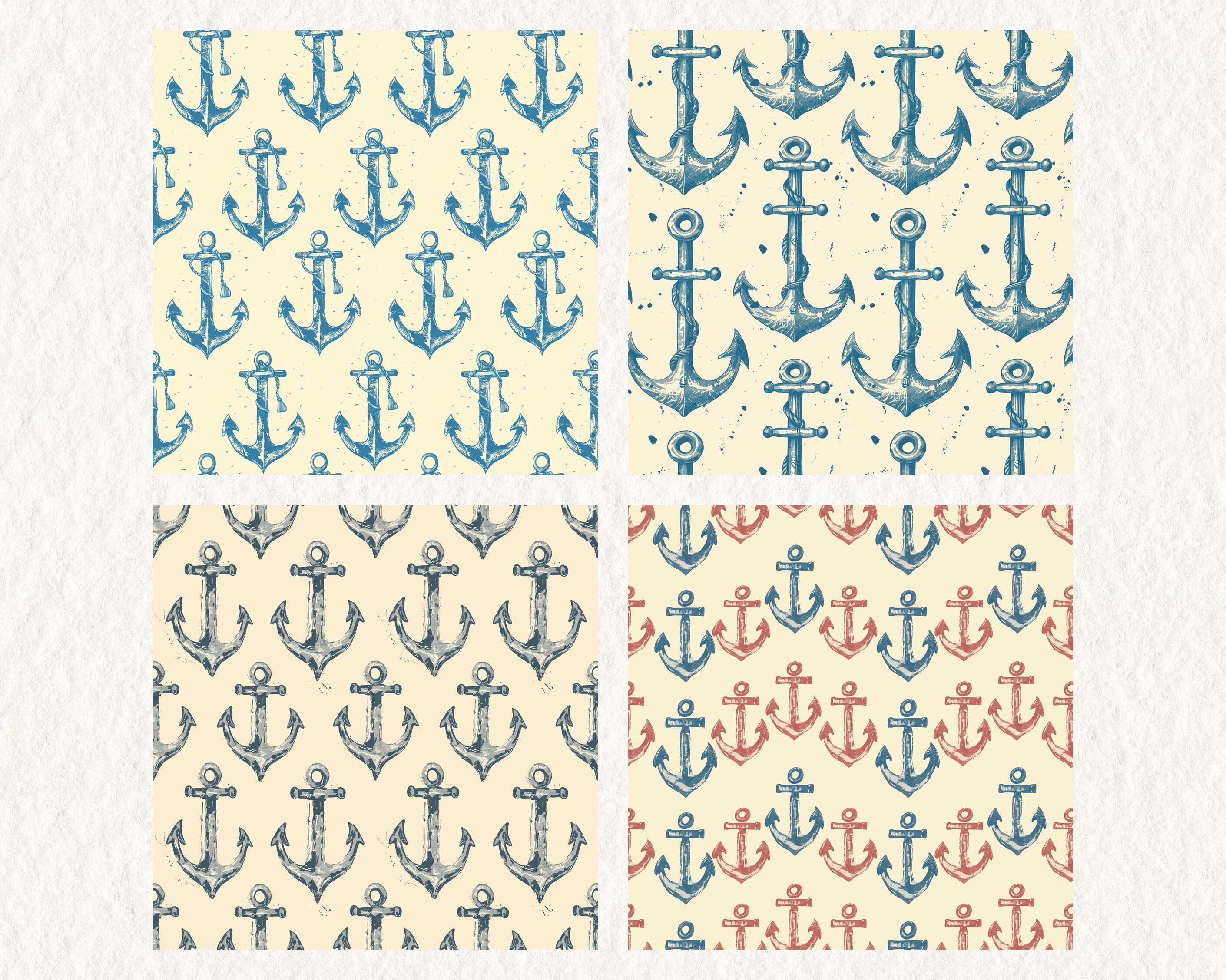 Sea Anchors Pattern Seamless Digital Papers - Printable Scrapbook Paper ...