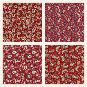 Paisley Red Pattern Seamless Digital Papers Printable Scrapbook Paper ...