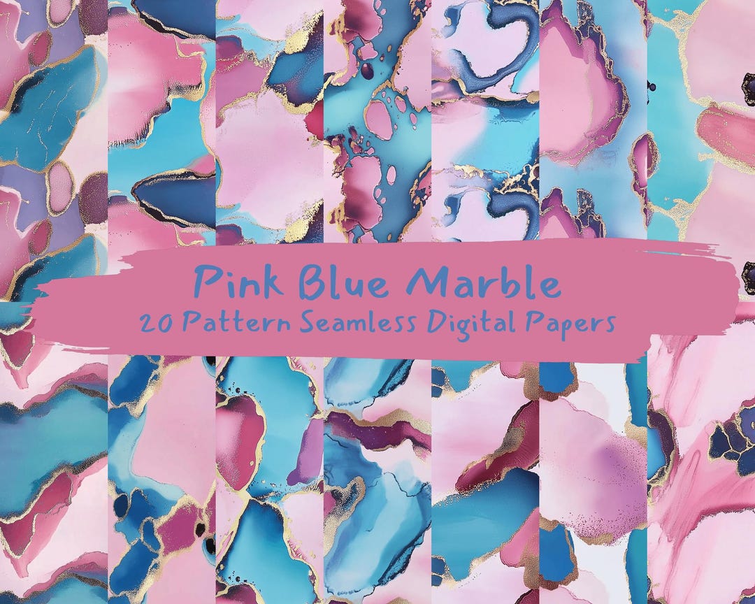 Pink Blue Marble Pattern Seamless Digital Papers - Printable Scrapbook ...