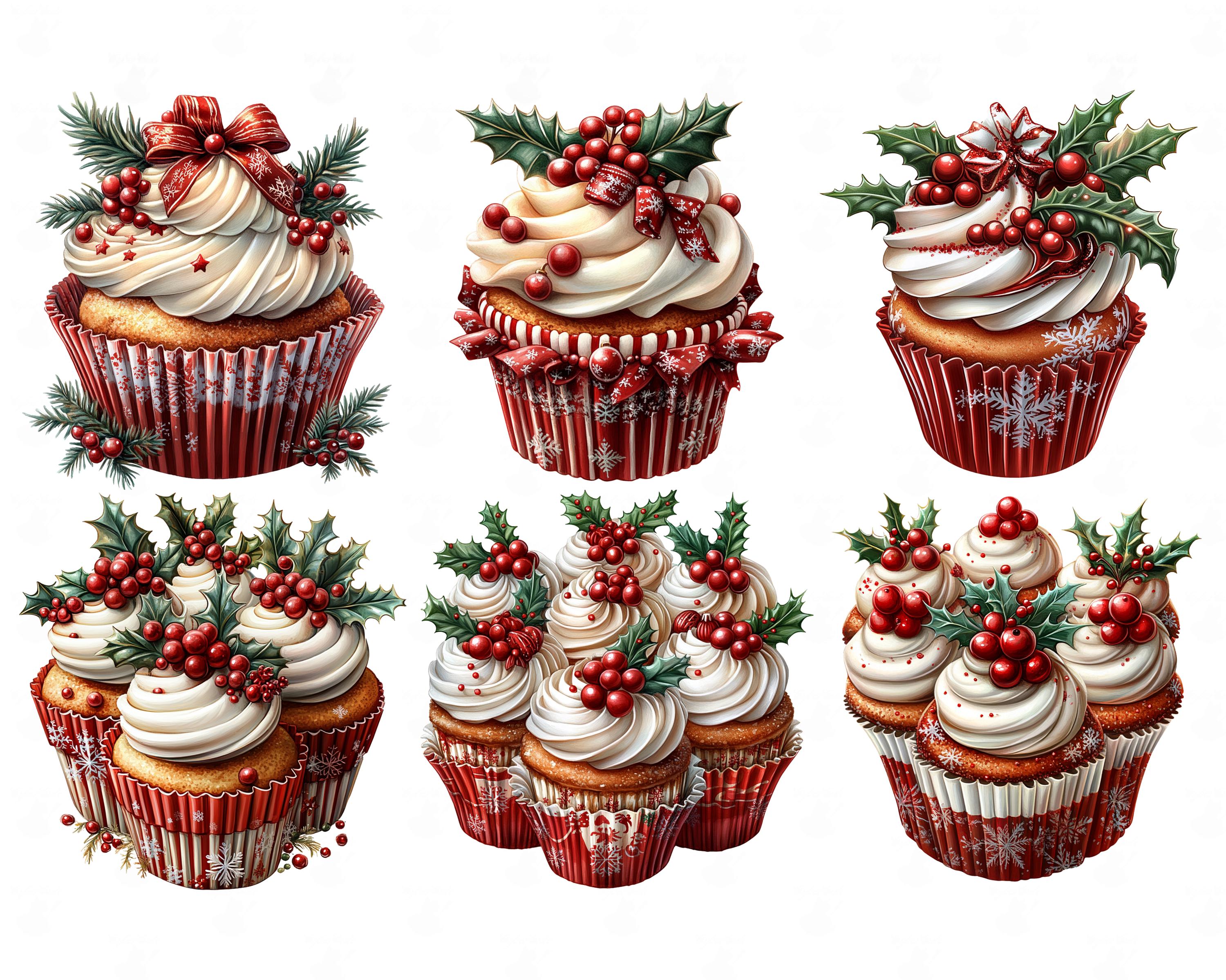 Christmas Cupcake Printable Clipart, Png Format, Transparent Background ...