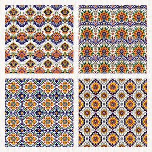 Mexican Talavera Pattern Seamless Digital Papers - Printable Scrapbook ...