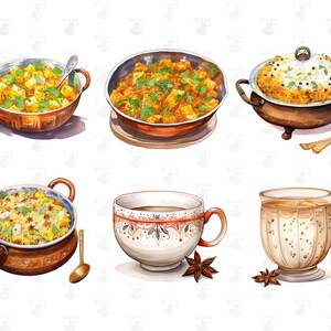Indian Cuisine, Digital Printable Clip Art Graphics in PNG Format ...