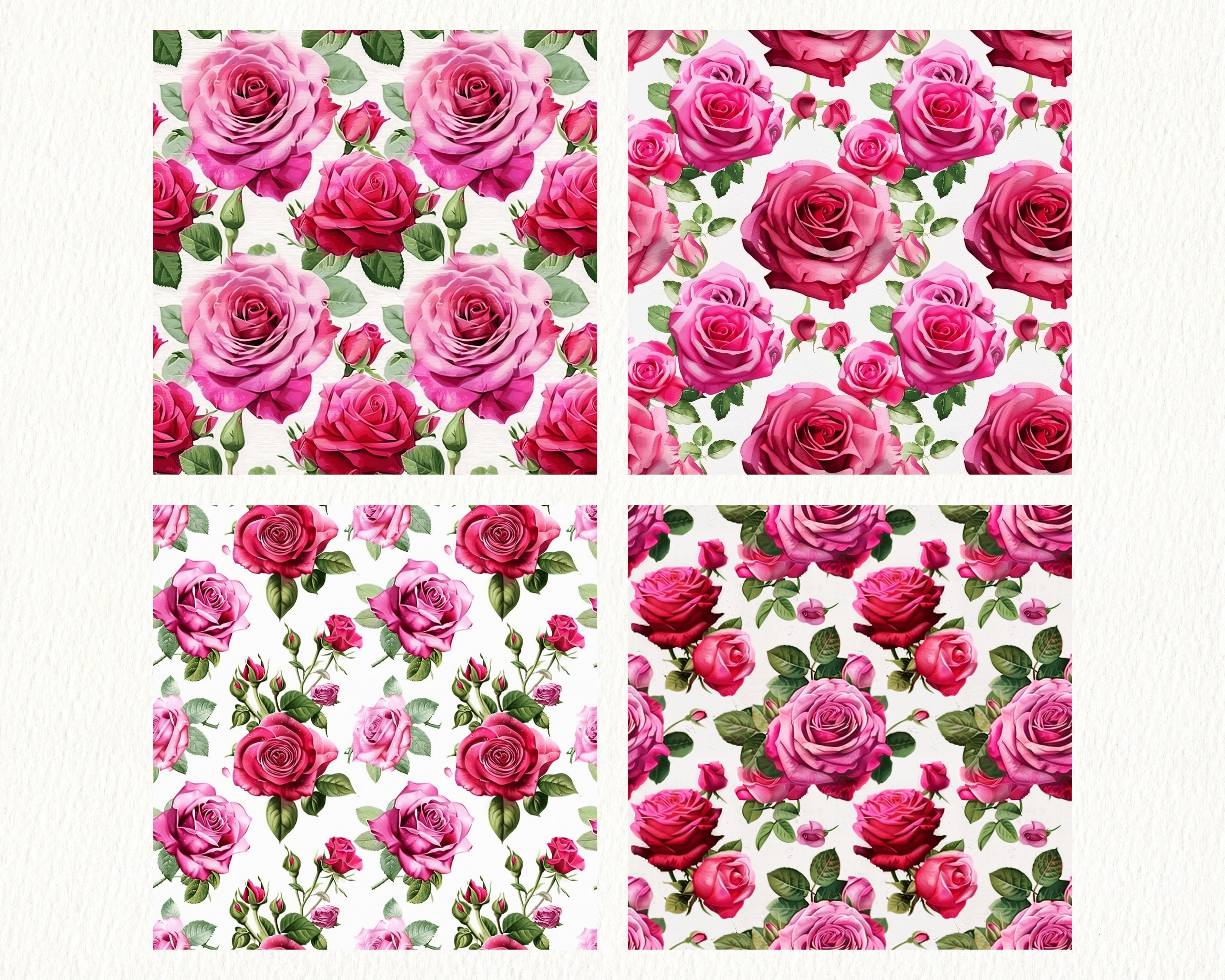 Watercolor Hot Pink Roses Pattern Seamless Digital Papers Printable ...