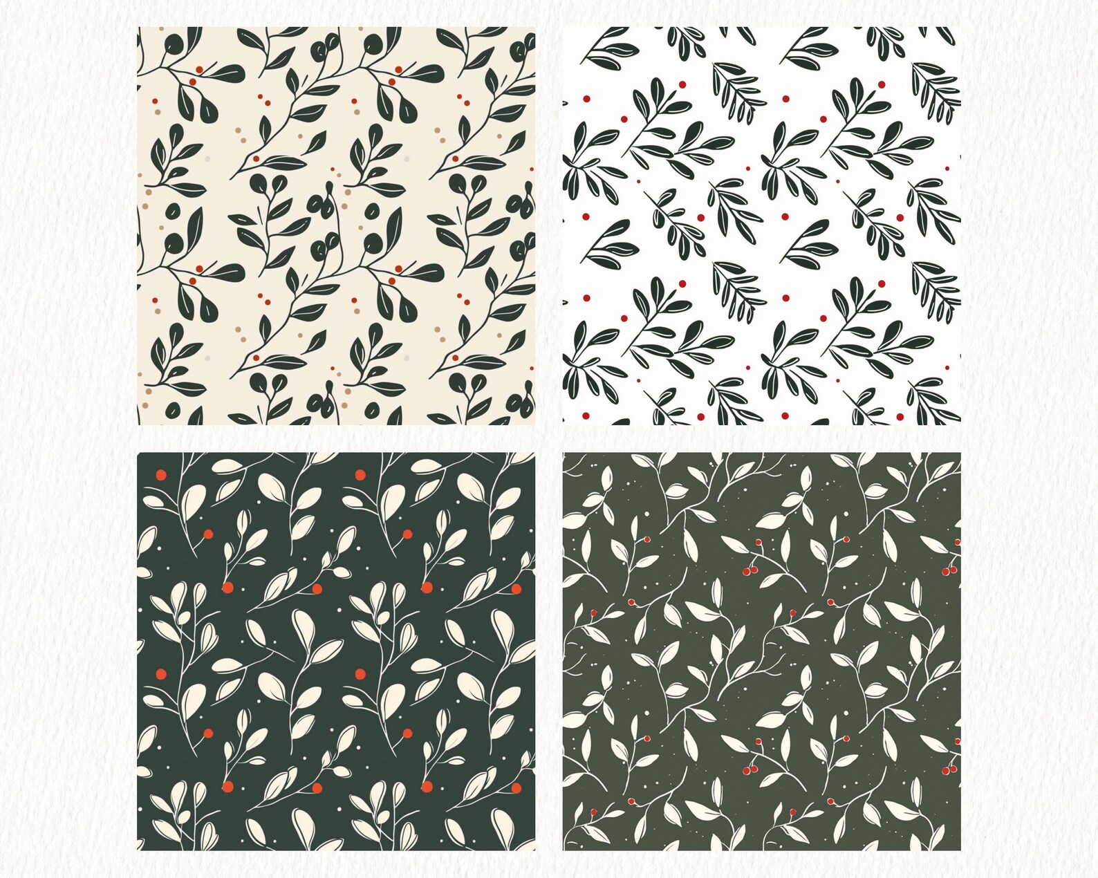 Christmas Sprigs Pattern Seamless Digital Papers - Printable Scrapbook ...