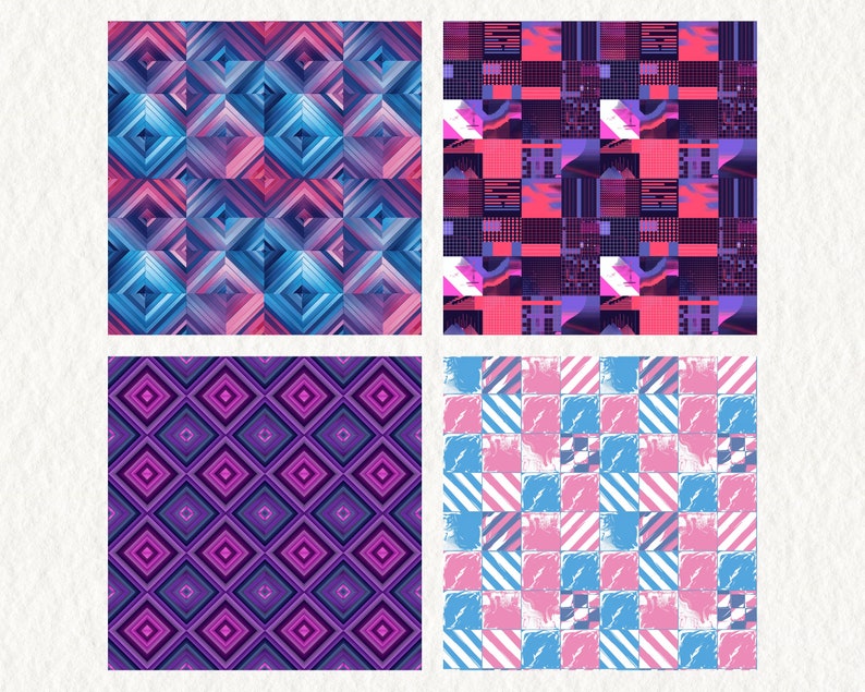Vaporwave EDM Squares Pattern Seamless Digital Papers Printable ...