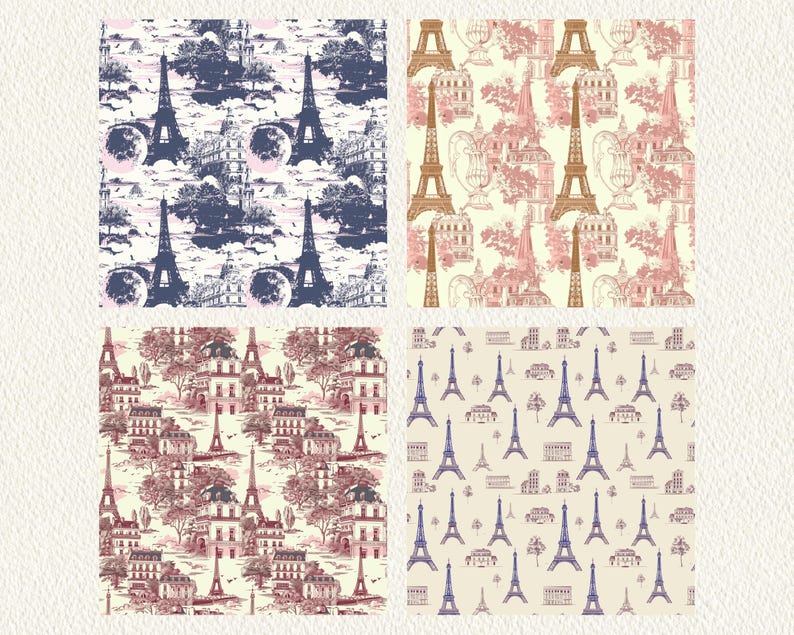 Parisian Motif Pattern Seamless Digital Papers - Printable Scrapbook ...