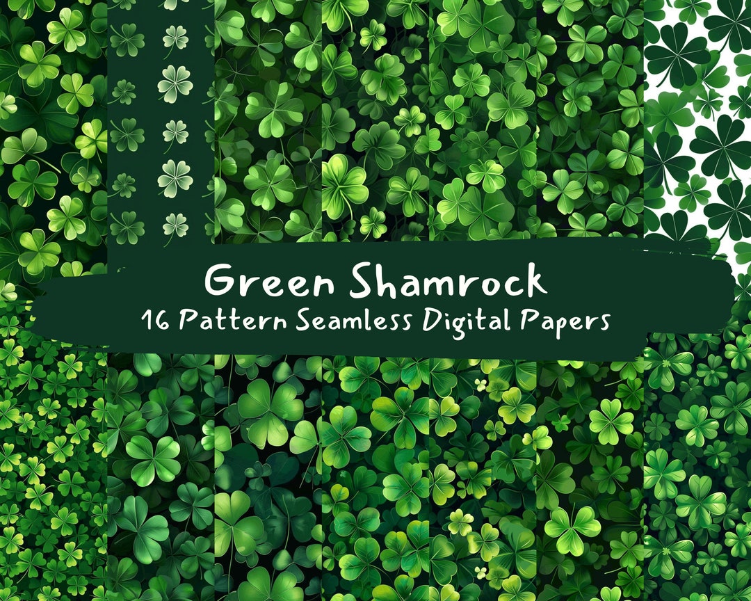 Green Shamrock Pattern Seamless Digital Papers - Printable Scrapbook ...