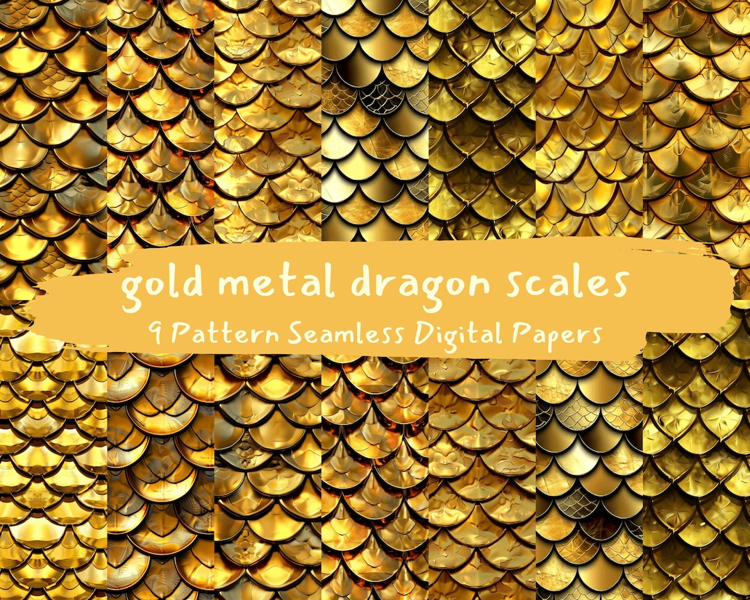 Gold Metal Dragon Scales Pattern Seamless Digital Papers - Printable ...