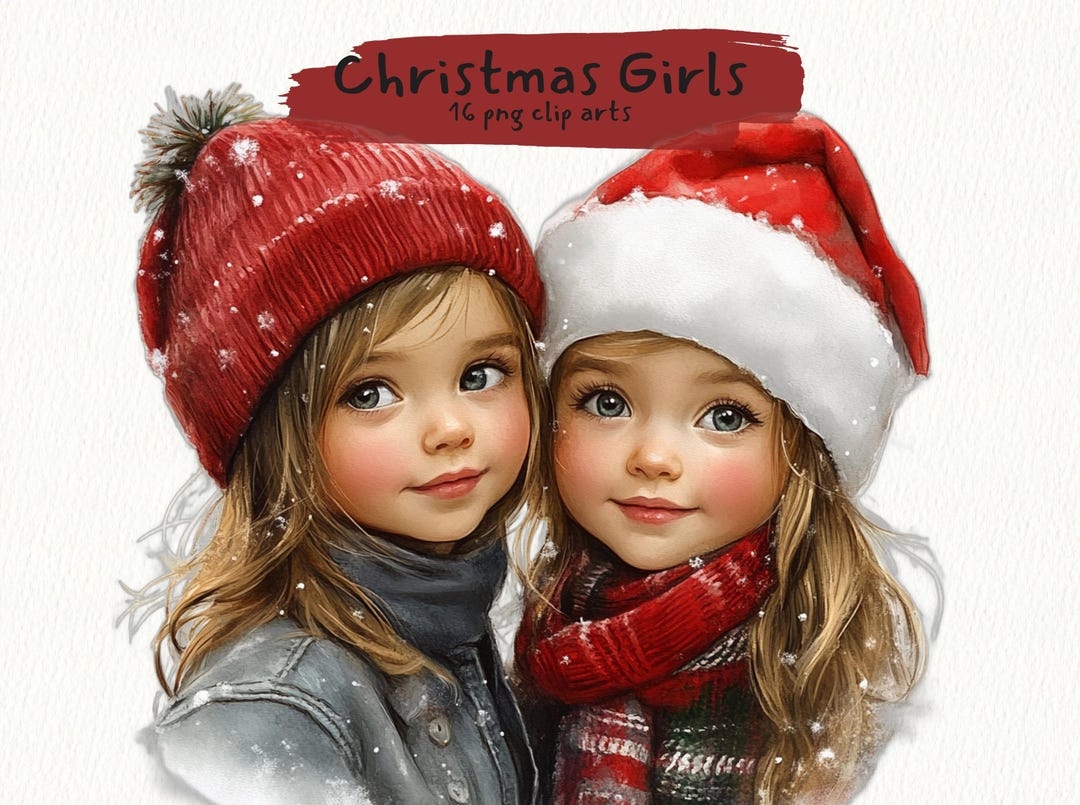 Christmas Girls Printable Clipart, Png Format, Transparent Background ...