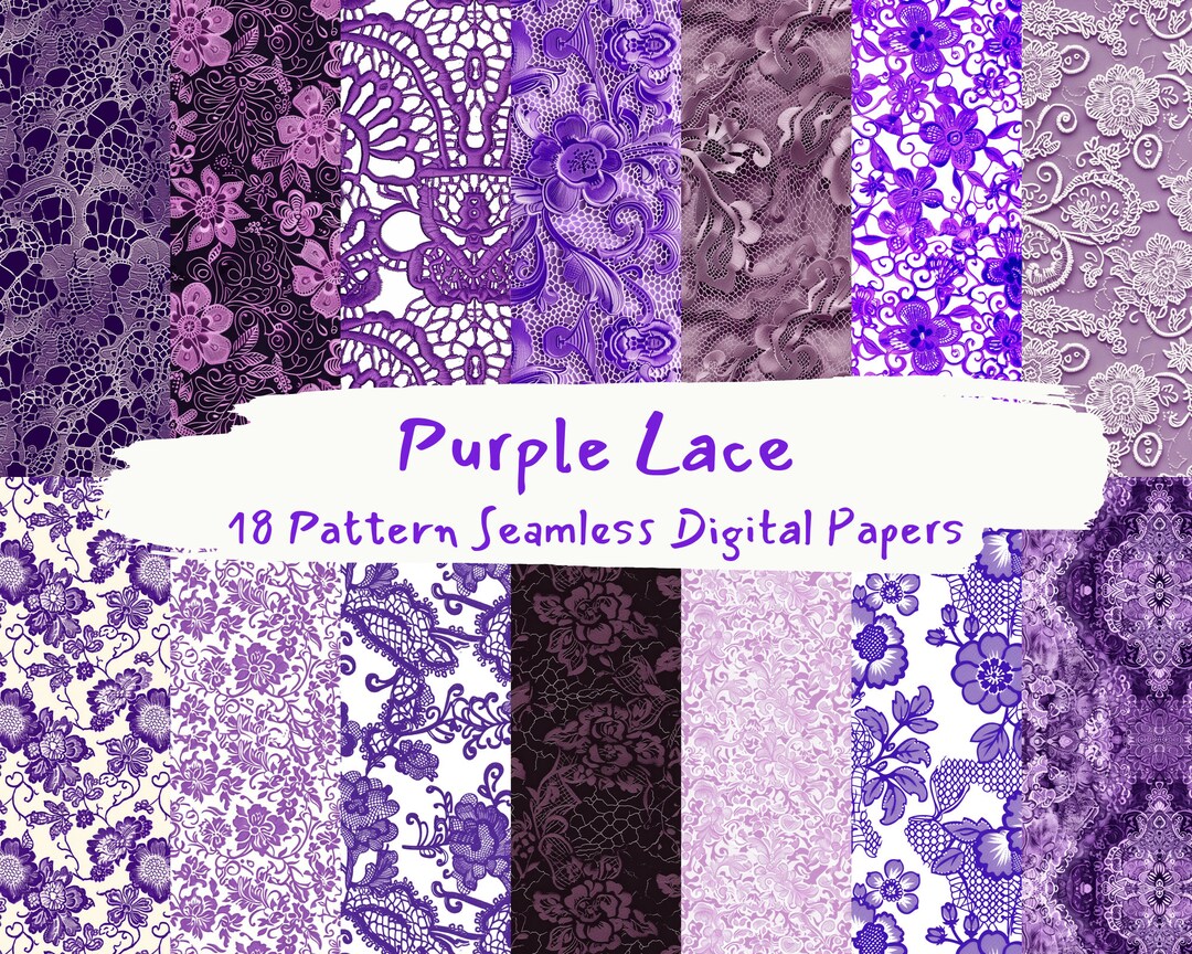 Purple Lace Pattern Seamless Digital Papers - Printable Scrapbook Paper ...