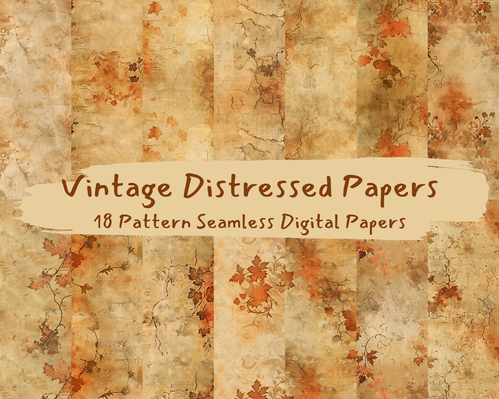 Vintage Distressed Papers Pattern Seamless Digital Papers - Printable ...
