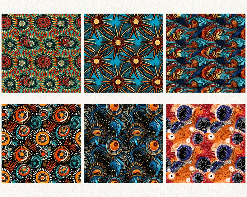 East Africa Kitenge Pattern Seamless Digital Papers Tile Patterns ...
