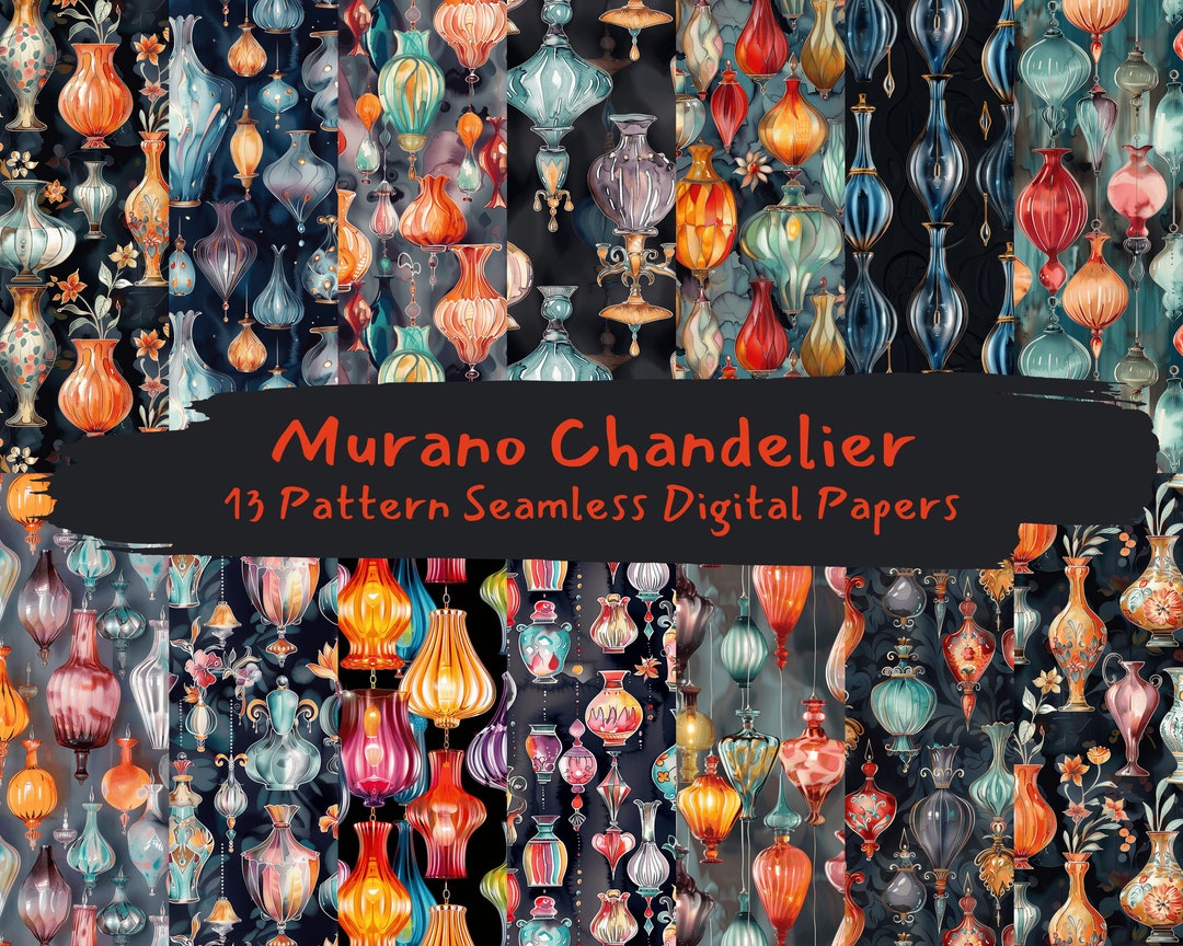 Murano Chandelier Pattern Seamless Digital Papers - Printable Scrapbook ...
