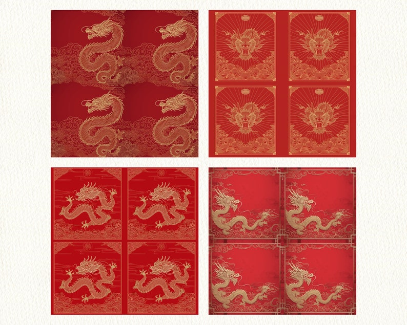 Chinese Dragon Pattern Seamless Digital Papers Printable Scrapbook ...