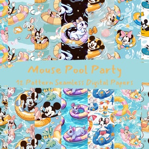 Mouse Pool Party Pattern Seamless Digital Papers - Printable Scrapbook ...