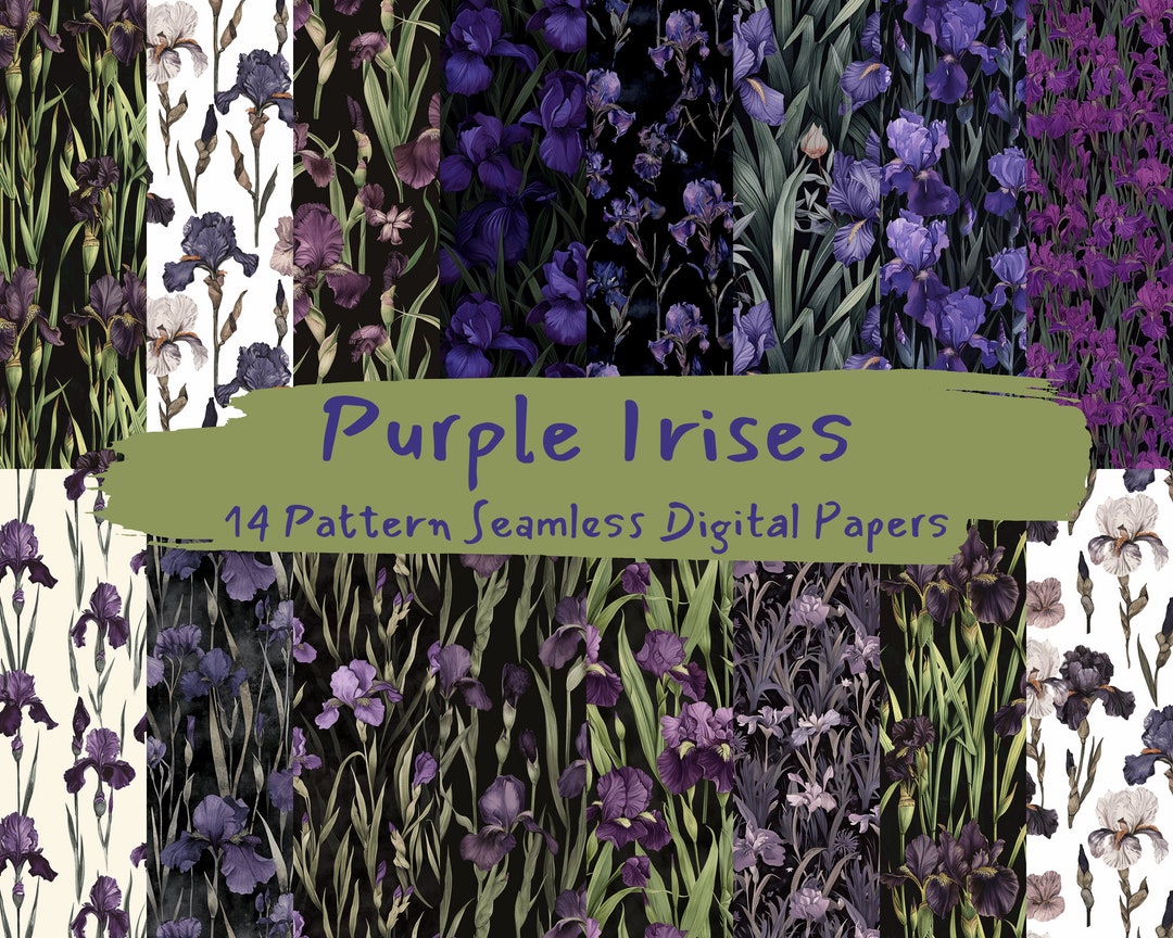 Purple Irises Pattern Seamless Digital Papers - Tile Patterns Printable ...