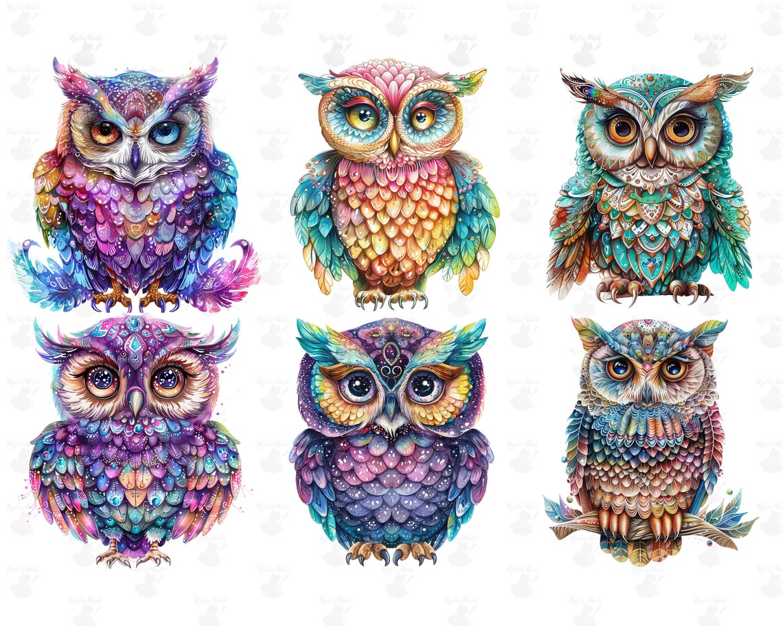 Colorful Owl Printable Clipart, Png Format, Transparent Background ...