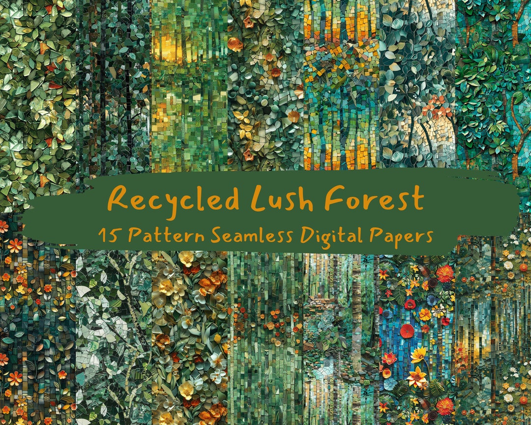 Recycled Lush Forest Pattern Seamless Digital Papers - Printable ...