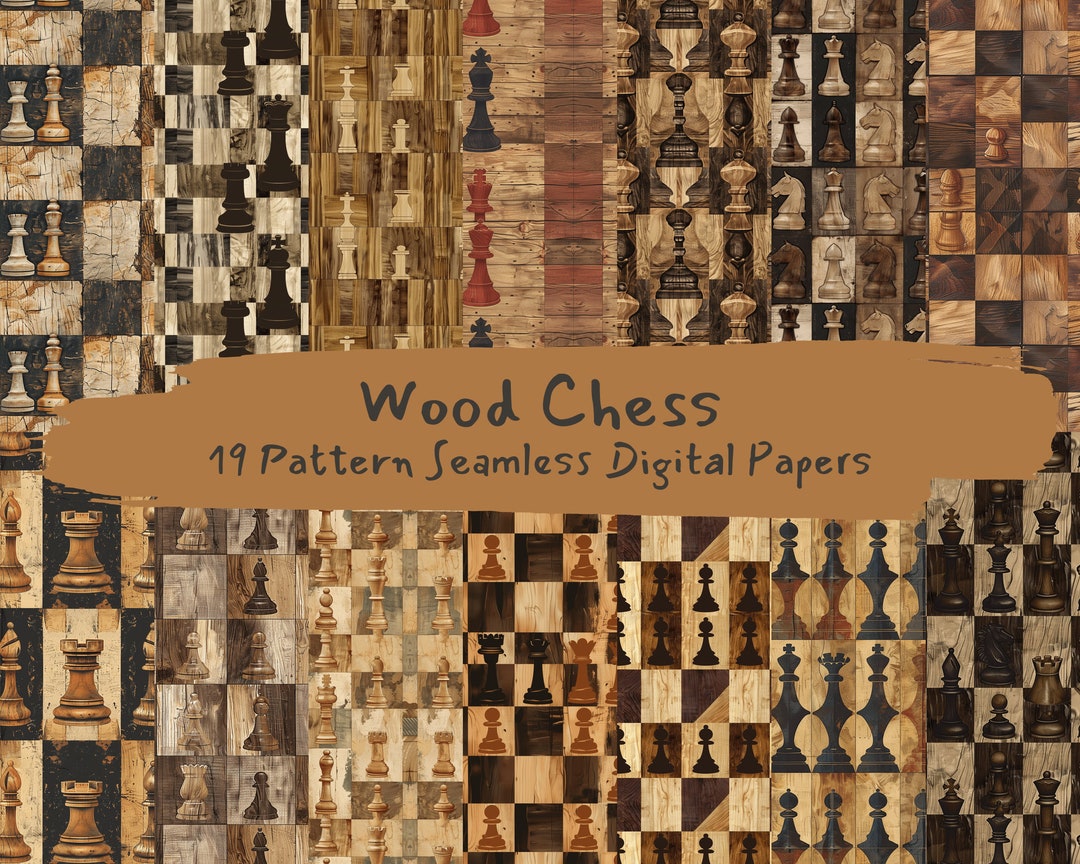 Wood Chess Pattern Seamless Digital Papers - Printable Scrapbook Paper ...