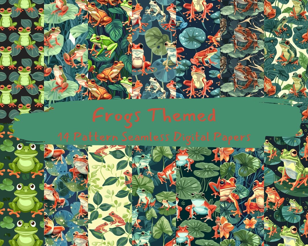 Frogs Themed Pattern Seamless Digital Papers - Printable Scrapbook ...